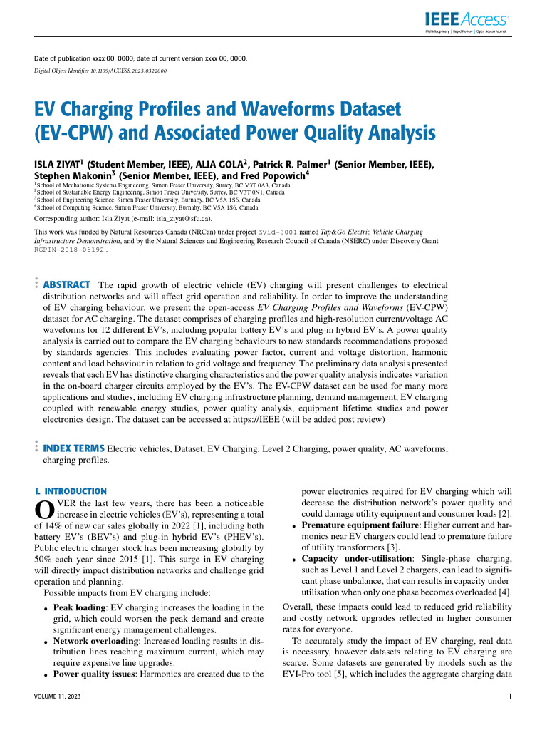 EV Charging Profiles and Waveforms Dataset EV-CPW | PDF | Electric ...