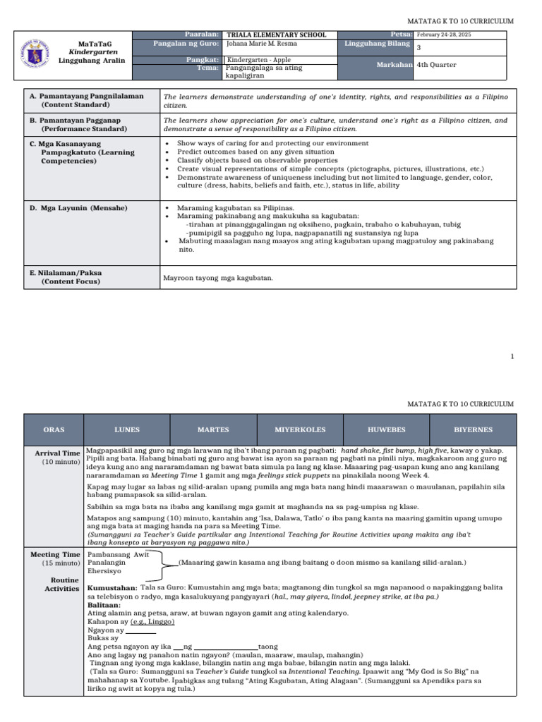 DLL_KINDERGARTEN_Q4_W3 | PDF
