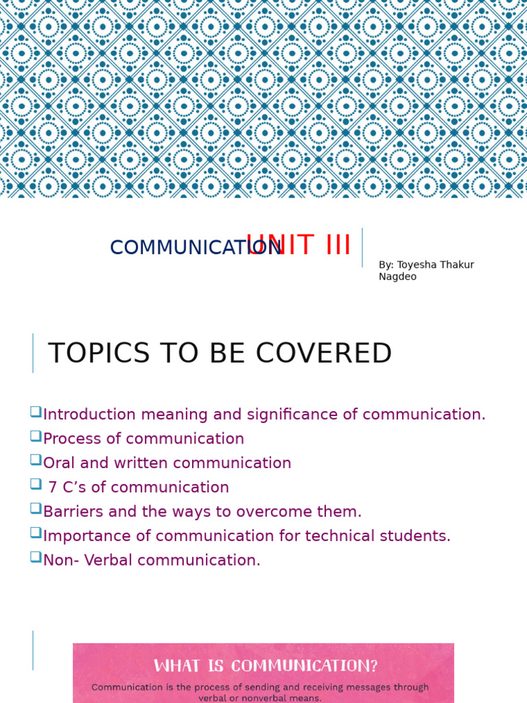 UNIT III Communication | PDF | Communication | Body Language