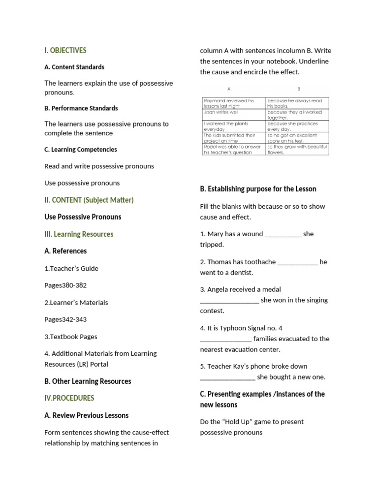 Mastering Possessive Pronouns in Lessons | PDF | Human Communication | Learning
