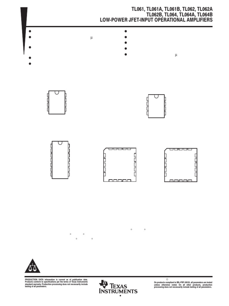 Texas - Instruments TL061CP Datasheet | PDF | Amplifier | Operational Amplifier