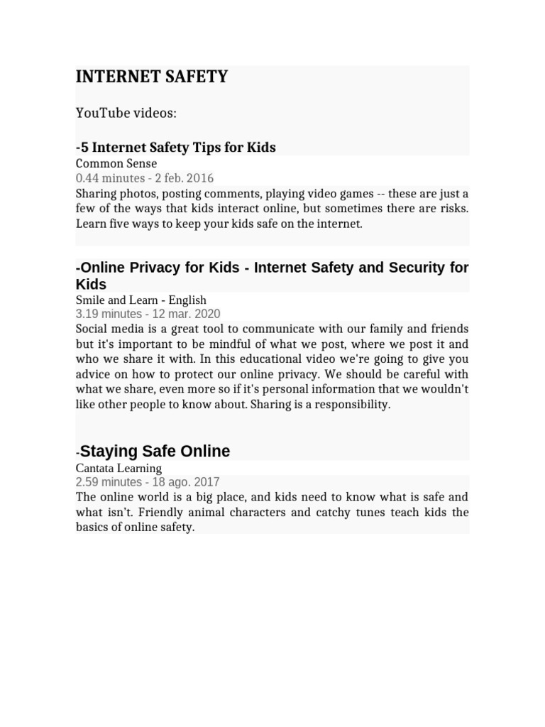 INTERNET SAFETY | PDF
