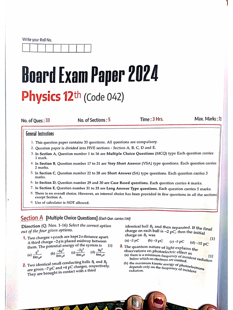 Physics Sample Paper 3 | PDF