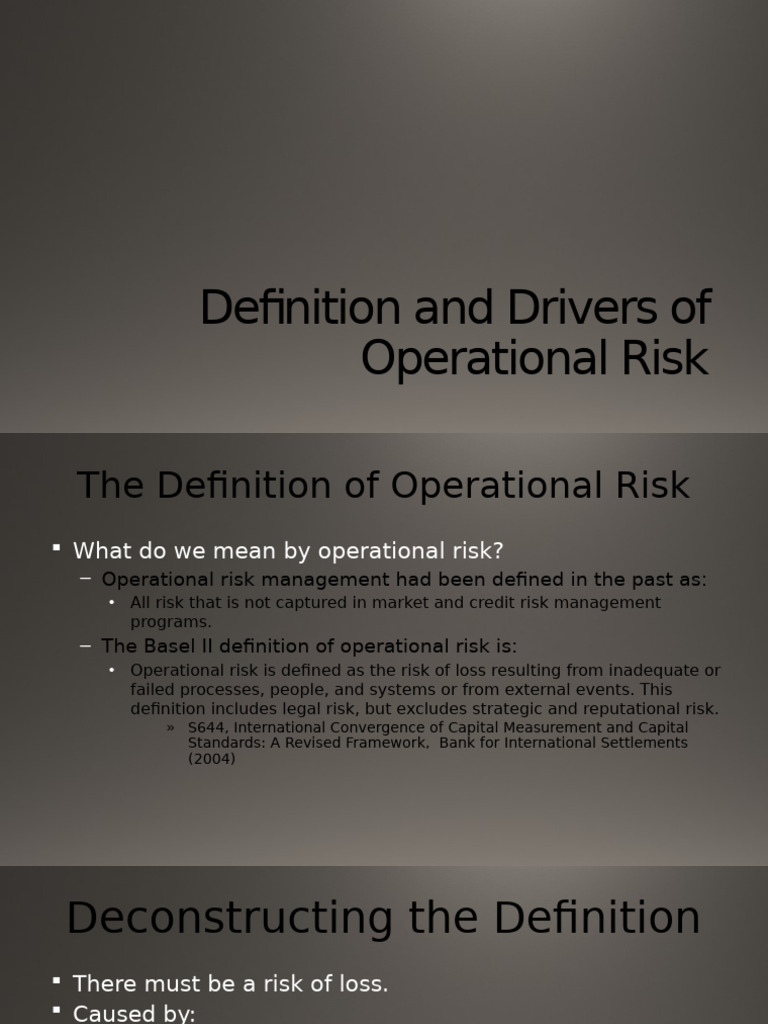 Ch01 Definition and Drivers | PDF | Operational Risk | Risk