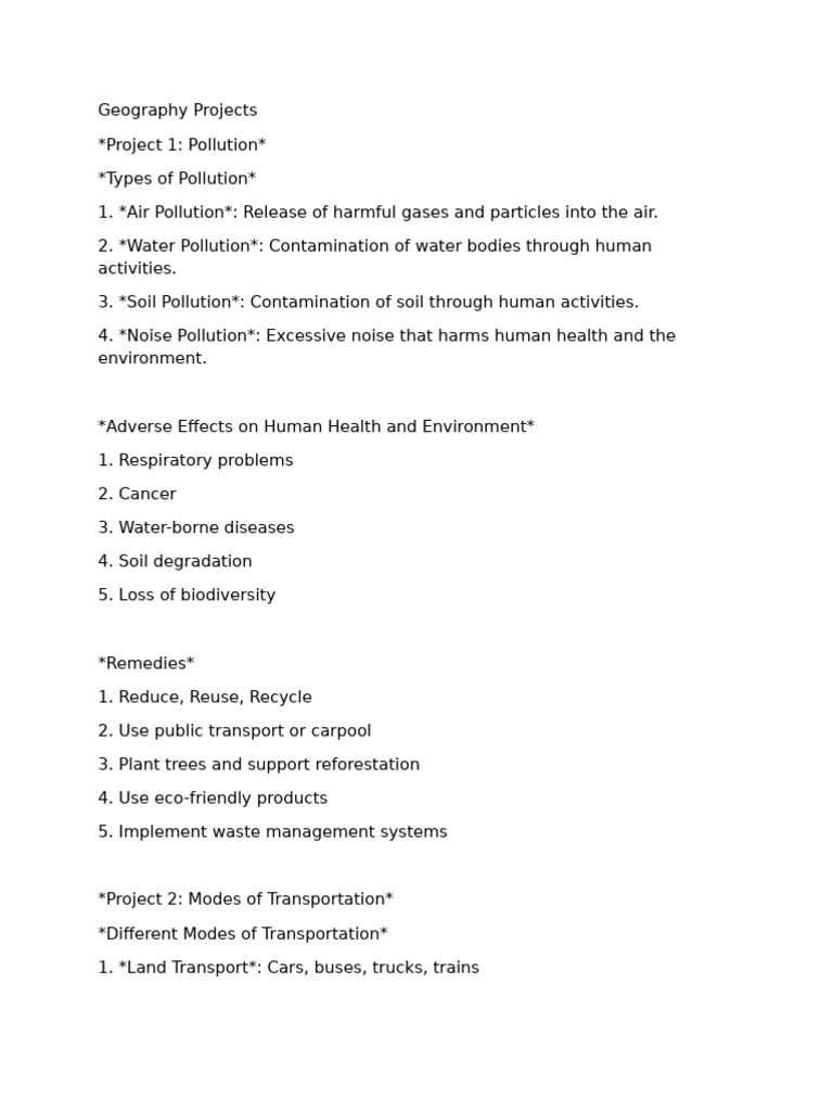 Sst Projects 8th | PDF | Pollution | Transport