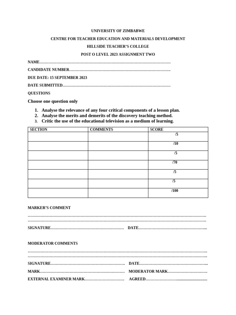 Assignment Cover Page Template | PDF