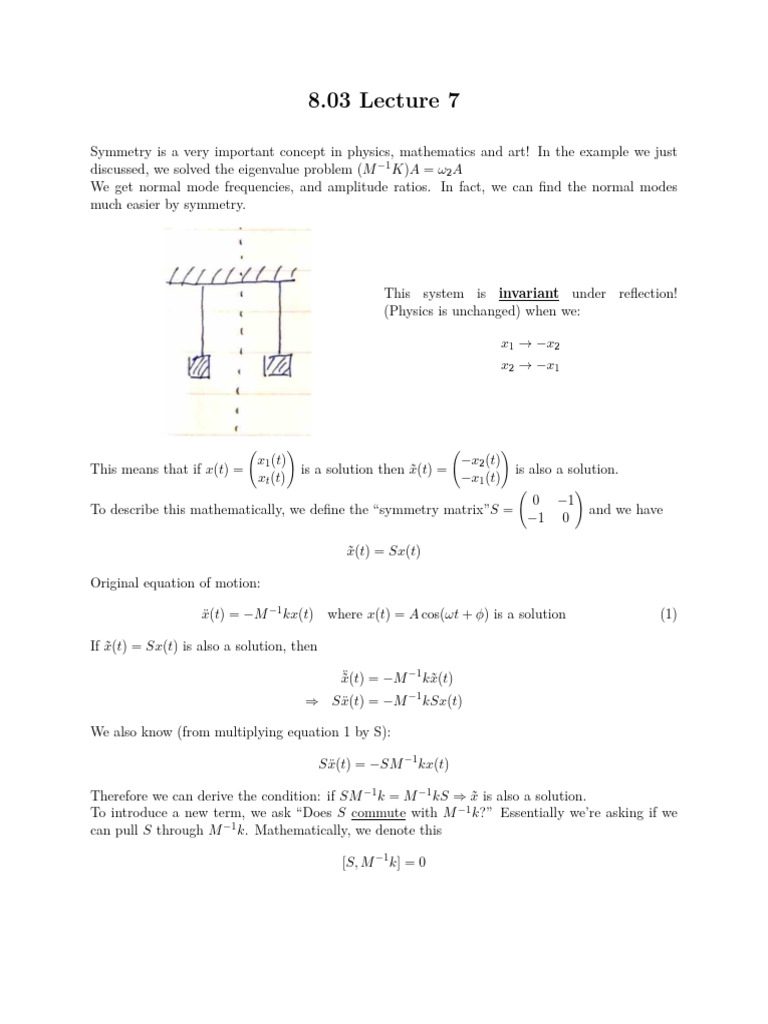MIT8 03SCF16 Lec7 | PDF | Eigenvalues And Eigenvectors | Normal Mode