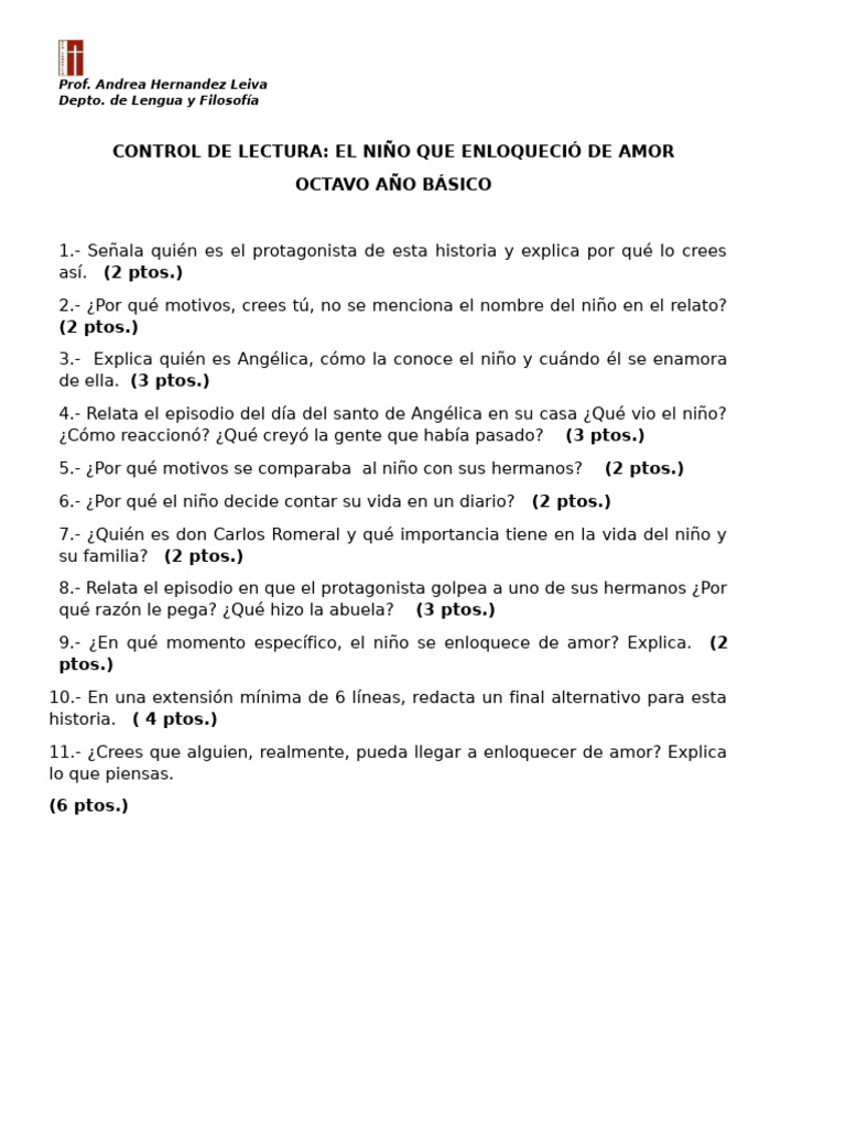 El Niño Que Enloqueció de Amor | PDF