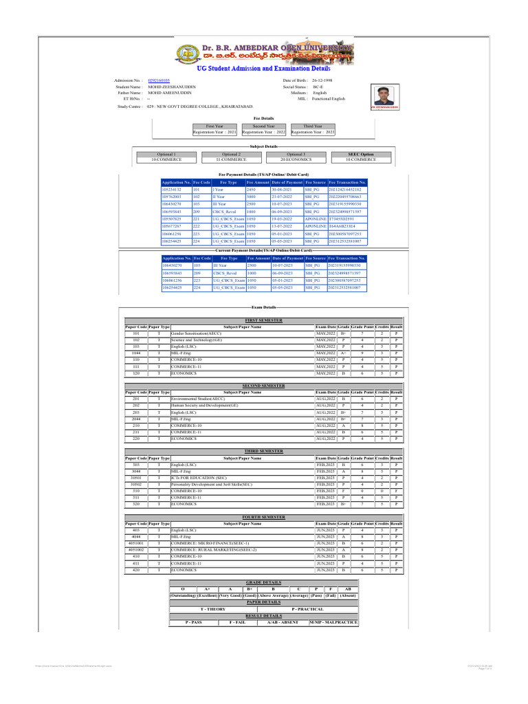 UG Student Statement | PDF | Payments