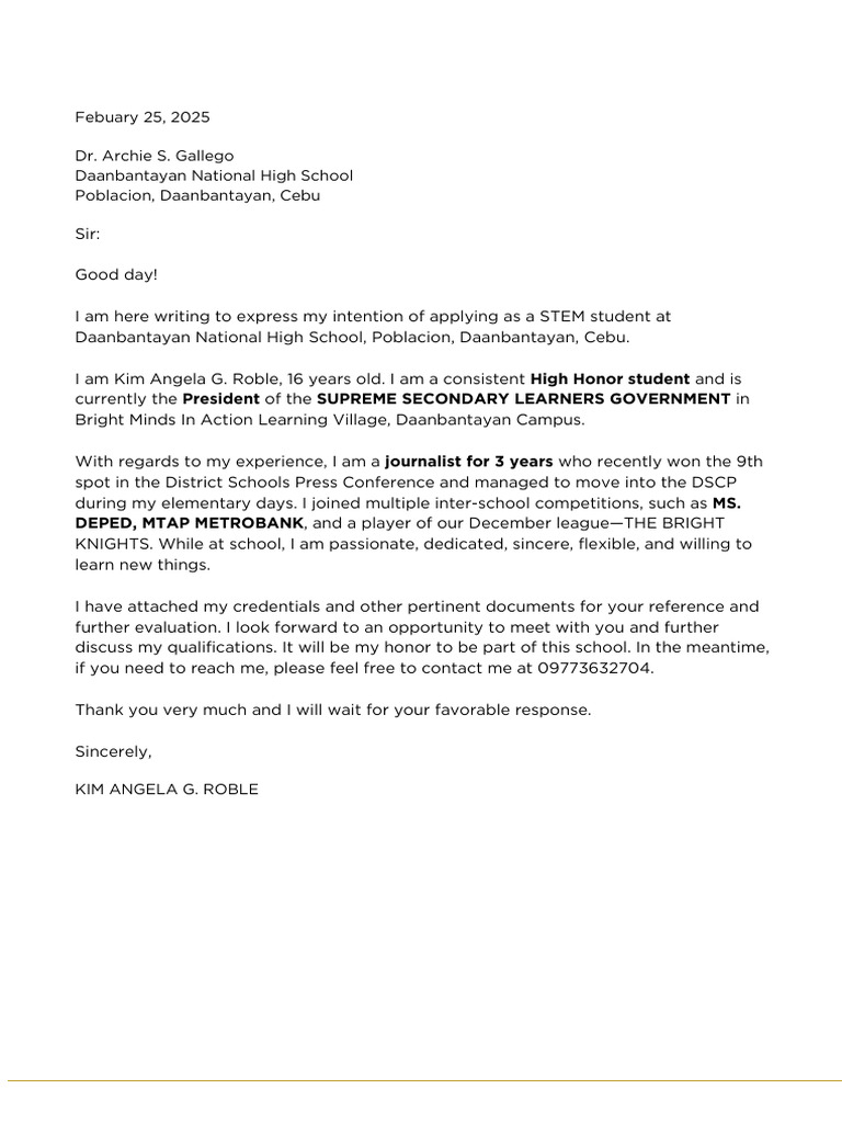 Applicant Cover Letter | PDF