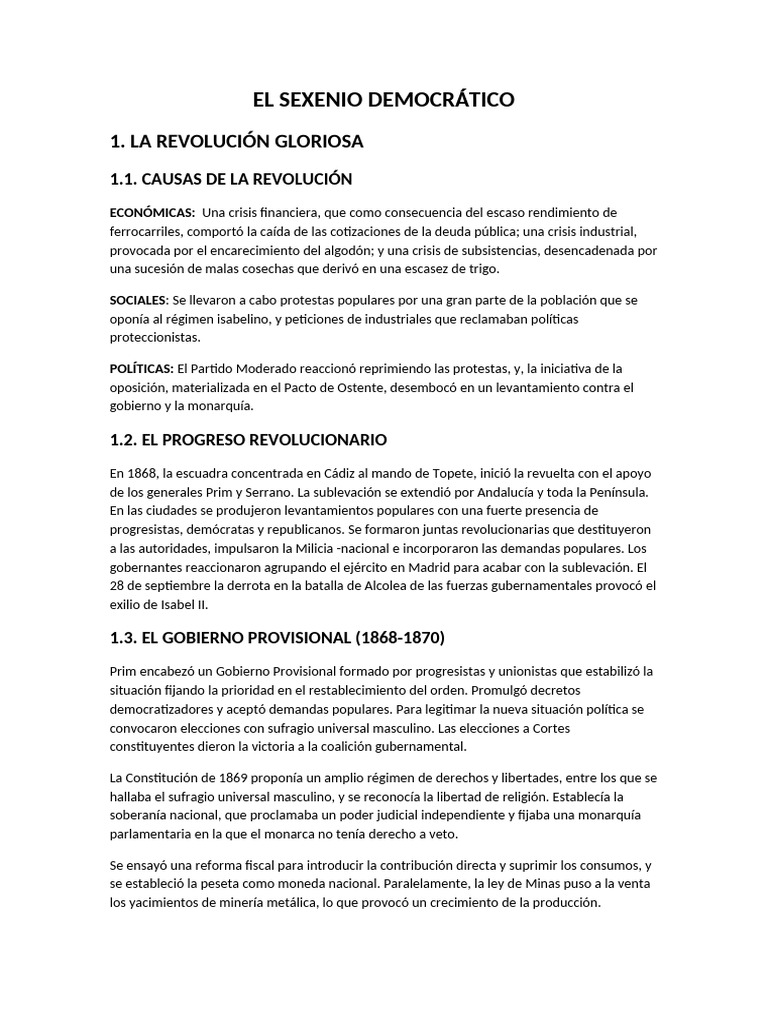 El Sexenio Democrático | PDF | España | Política de españa
