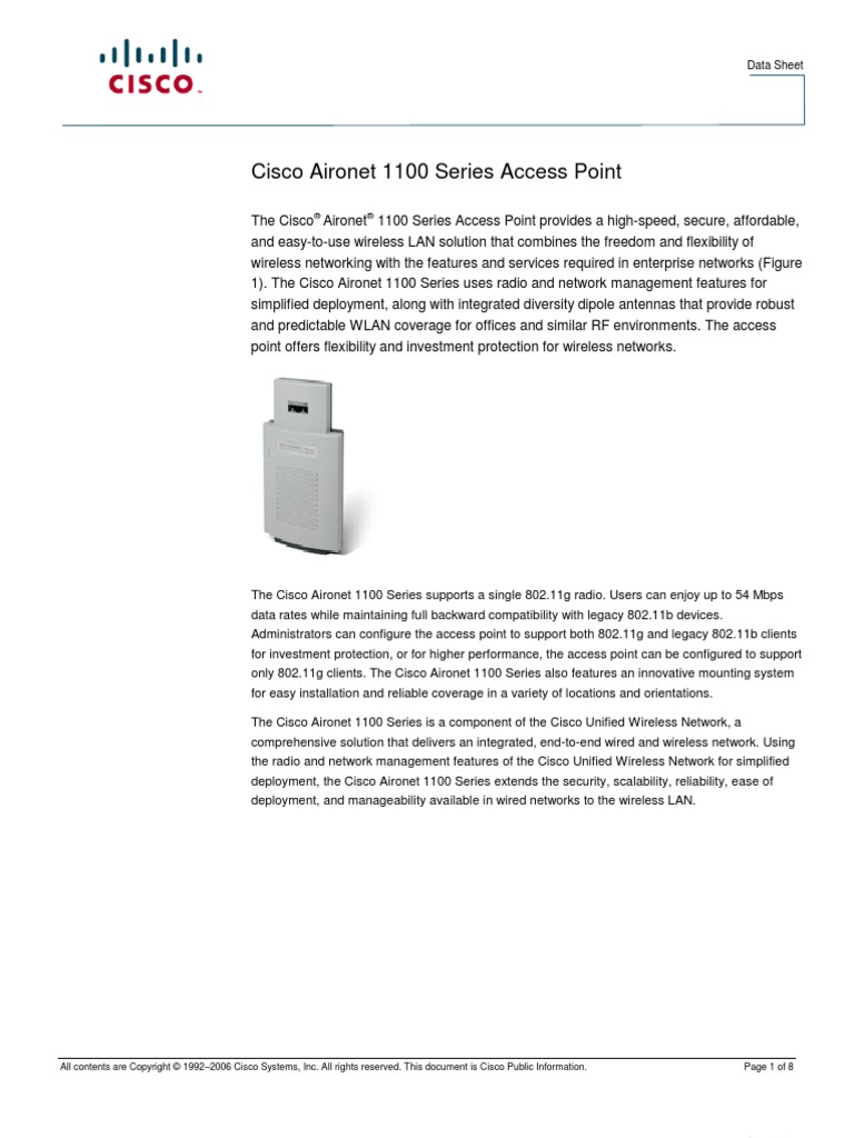 Cisco 1120 Datasheet | PDF | Wireless Lan | Ieee 802.11