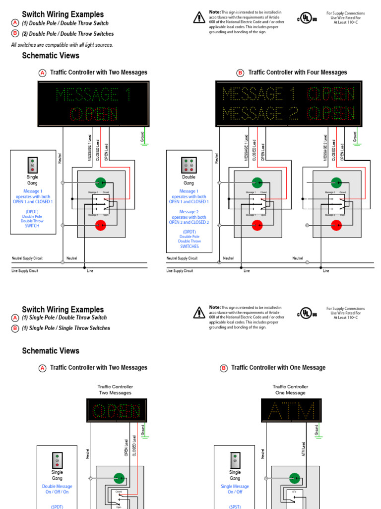 Double Pole Switch Wiring Diagrams | PDF | Switch | Electrical Wiring