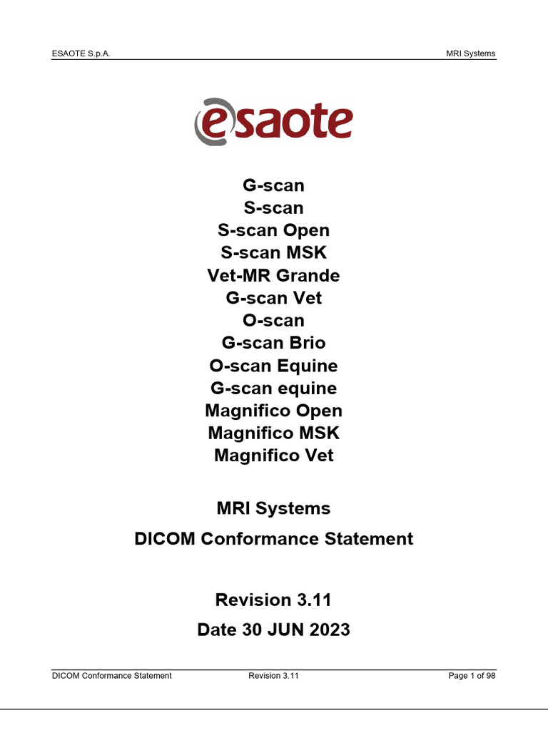 Esaote Mri r3.1 Dicom | PDF | Medical Imaging | Computer Network