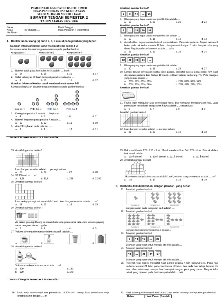 STS Matematika Sem 2 Kelas 4 | PDF