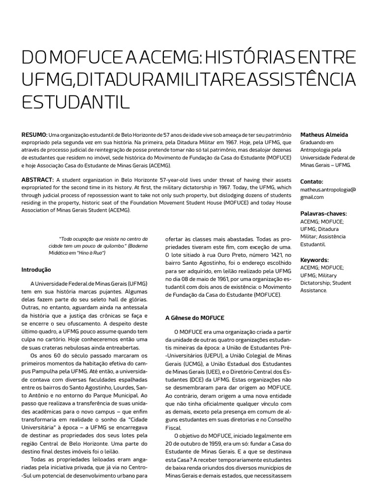 Artigo - Do Mofuce A ACEMG (1) - Compressed (1) - Compressed-Compactado | PDF | Brasil