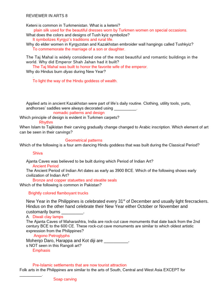 Third Grading Periodic Test in Art 8 Reviewer | PDF