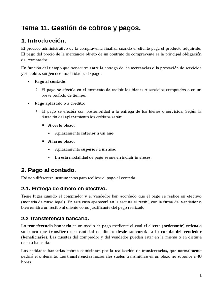 Gestión de Cobros y Pagos Efectivos | PDF | Cheque | Bancos