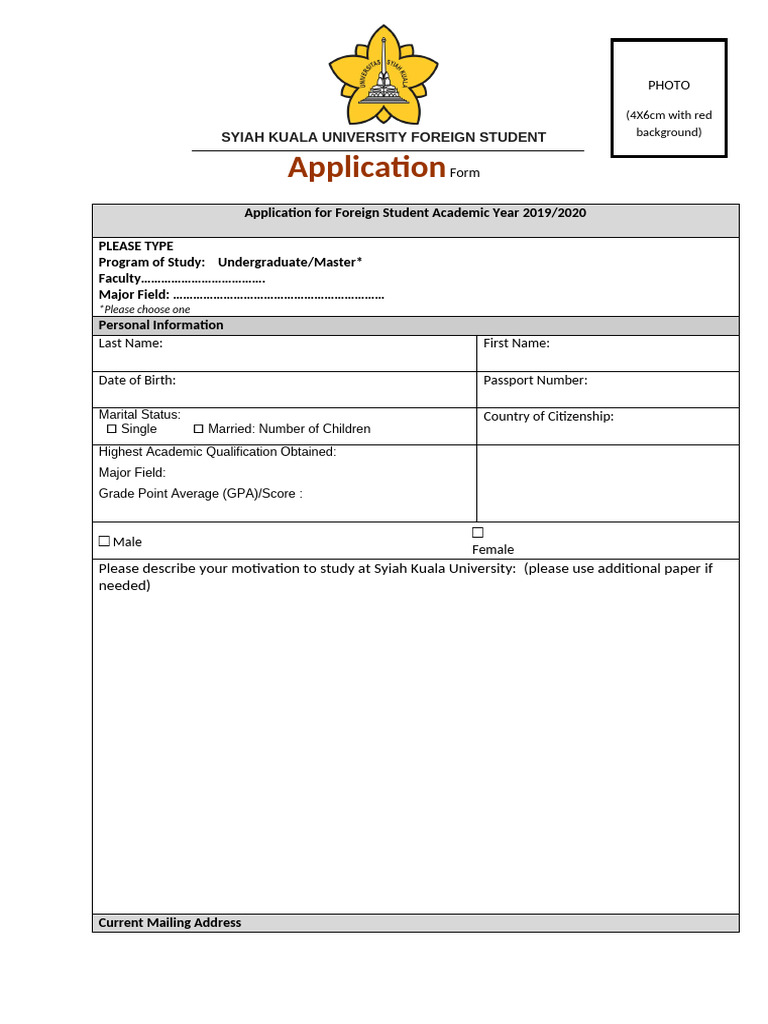 Application Form Degree Student | PDF | Zip Code