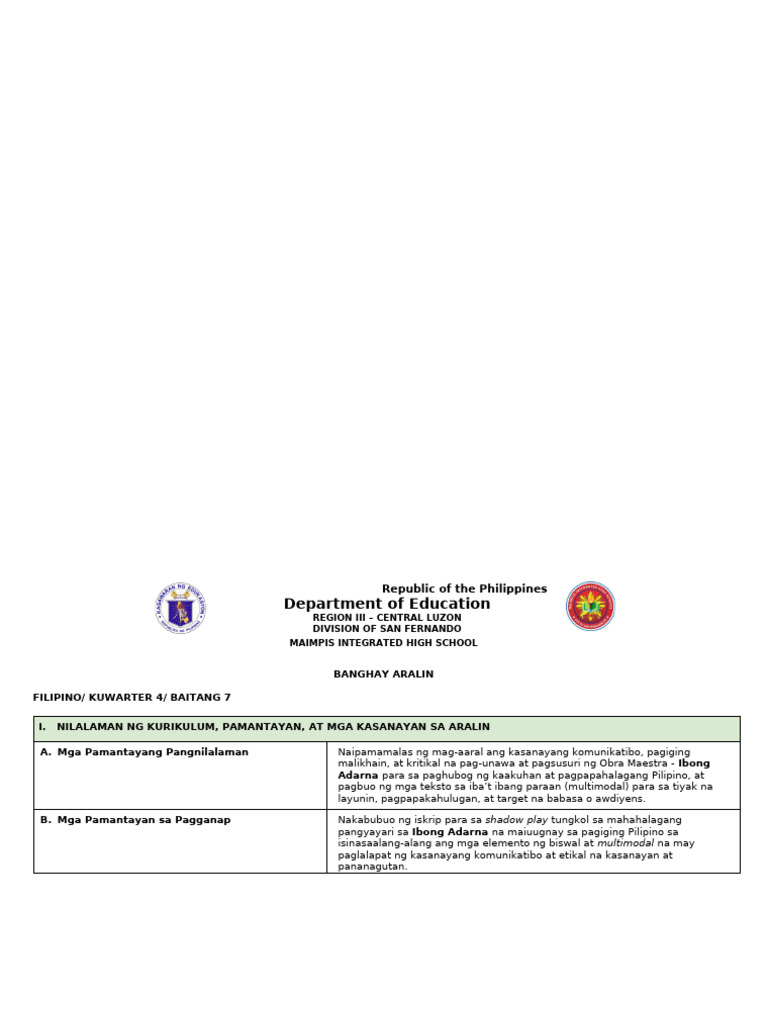 LESSON PLAN IN FILIPINO-WEEK 2 | PDF