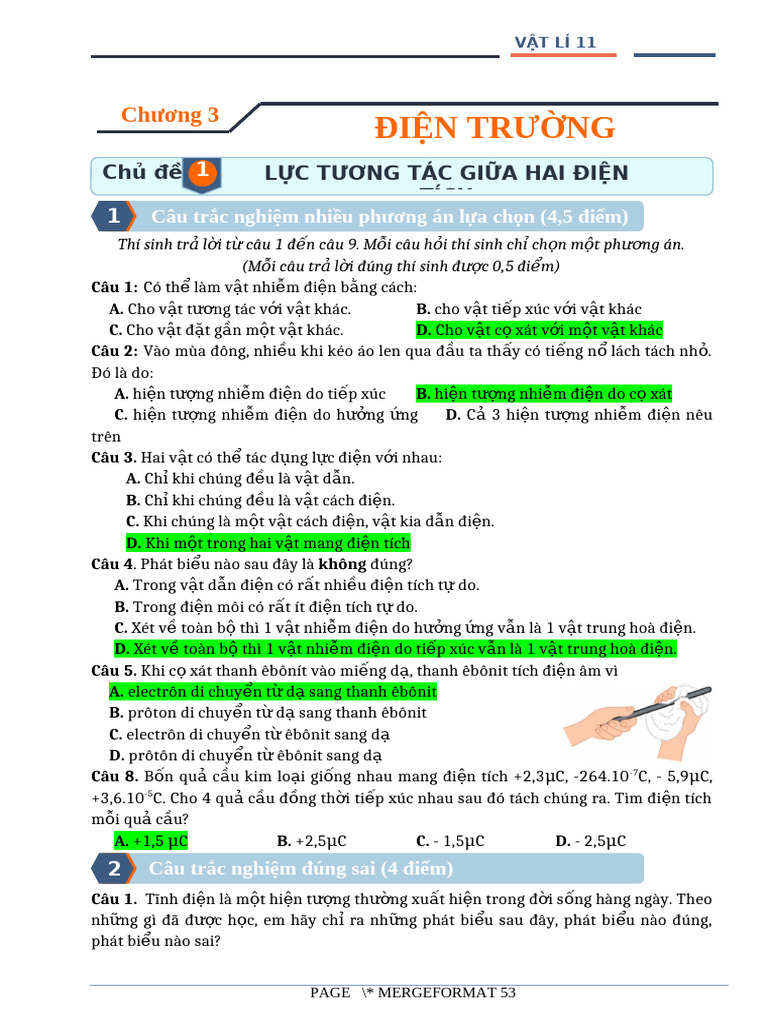 Bài tập Vật lí 11 Chương 3 - CTST | PDF