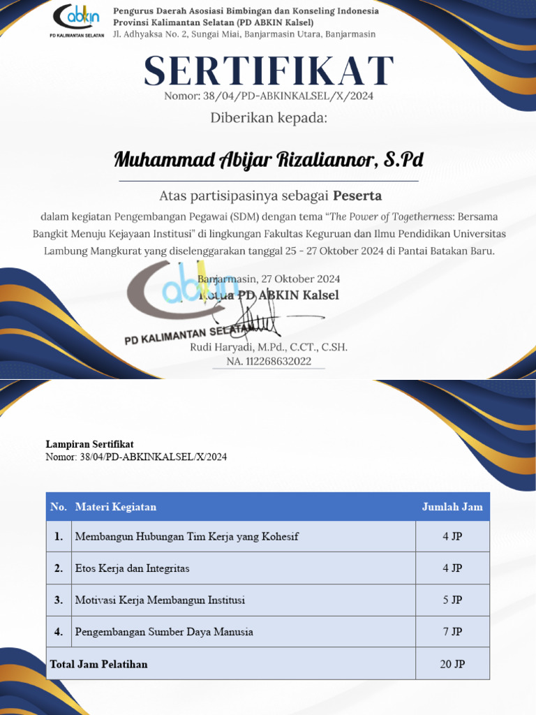 Muhammad Abijar Rizaliannor, S.pd - Sertifikat Pengembangan SDM FKIP ...