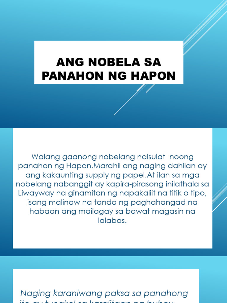 Ang Nobela Sa Panahon NG Hapon | PDF