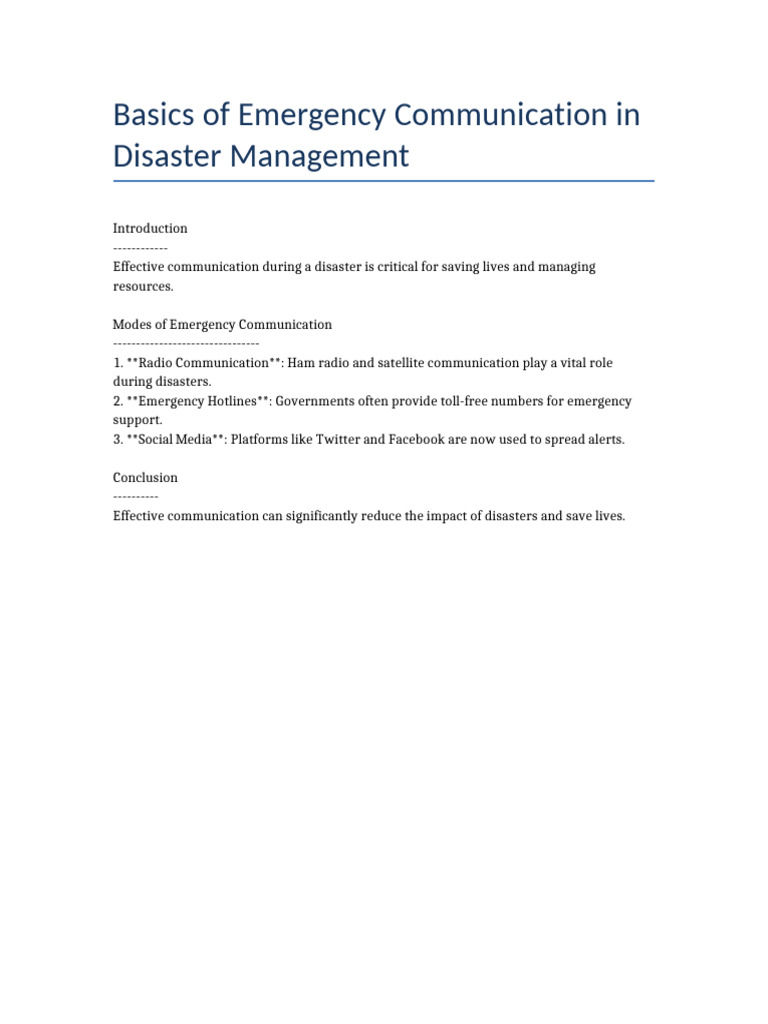 Emergency Communication Methods | PDF
