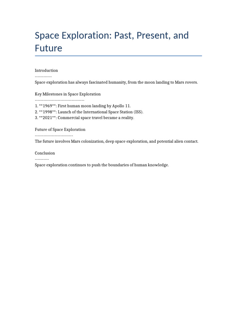 Space Exploration: Milestones & Future | PDF