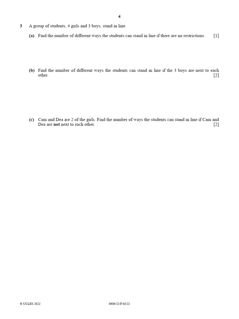 IGCSE Add Maths - Permutation and Combination - Paper 2022 | PDF | Applied Mathematics | Mathematics