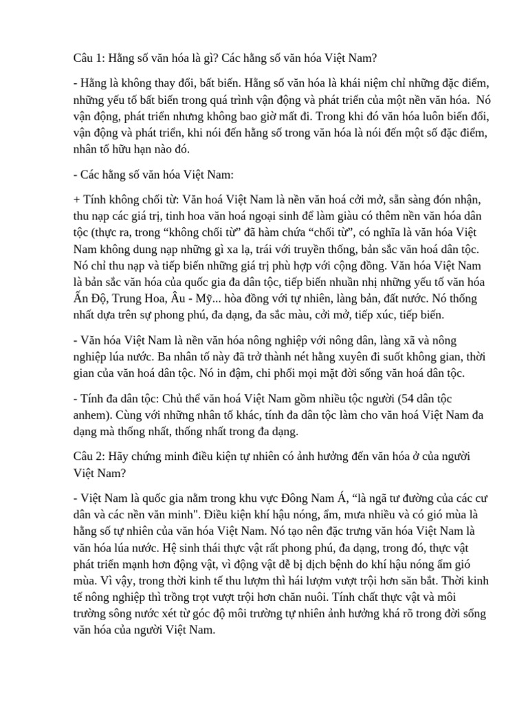 Đề cương csvh | PDF