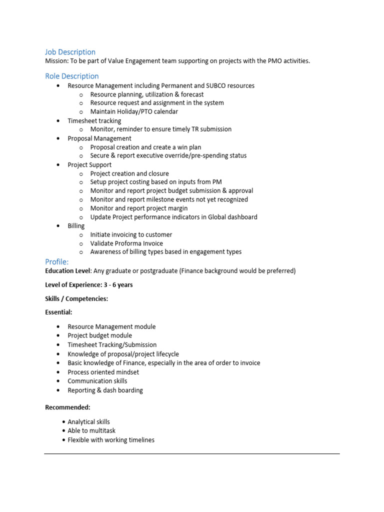 JD_PMO | PDF | Project Management | Business