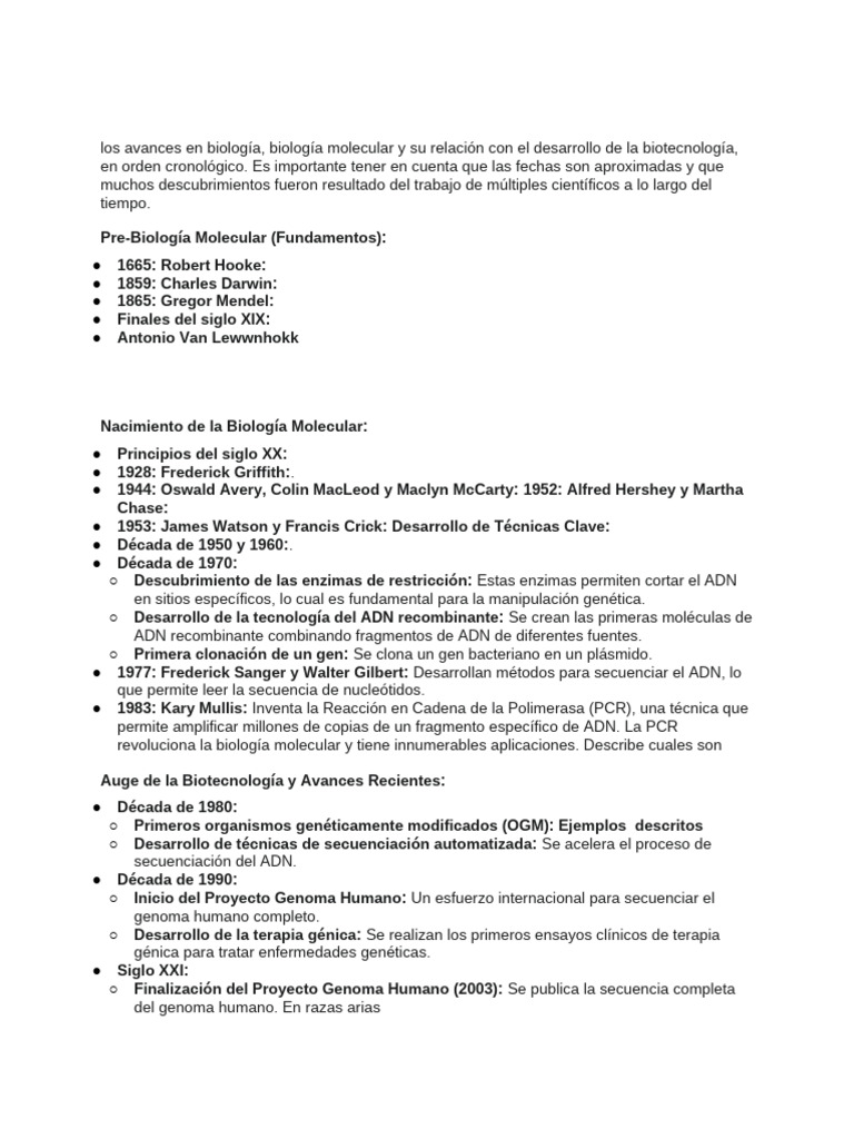 Avances de La Biología tsb1 para Subir Asignación | PDF | Adn ...