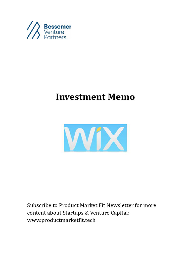 Bessemer Investment Memo - Wix | PDF | Adobe Flash | Computing
