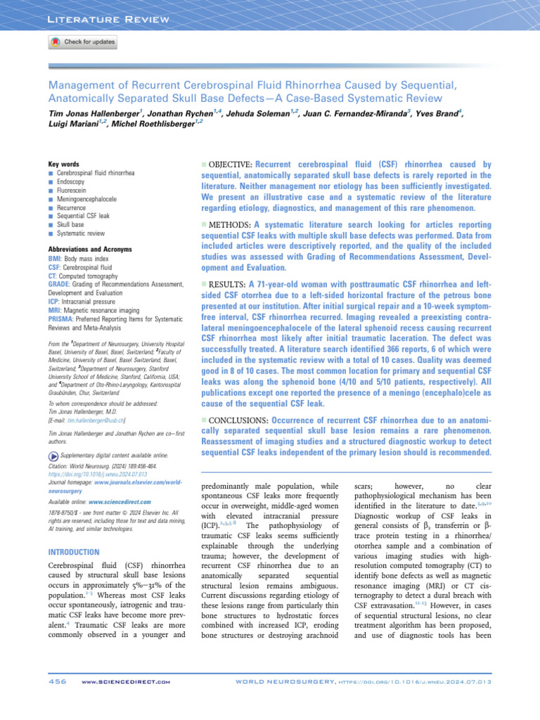 Tim Jonas Hallenberger2024 | PDF | Cerebrospinal Fluid | Ct Scan