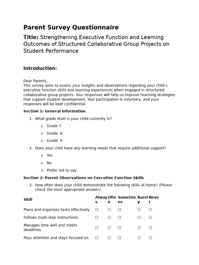 GUEVARRA-CHIUCO-BALDONO-Parent Survey Questionnaire | PDF | Learning ...