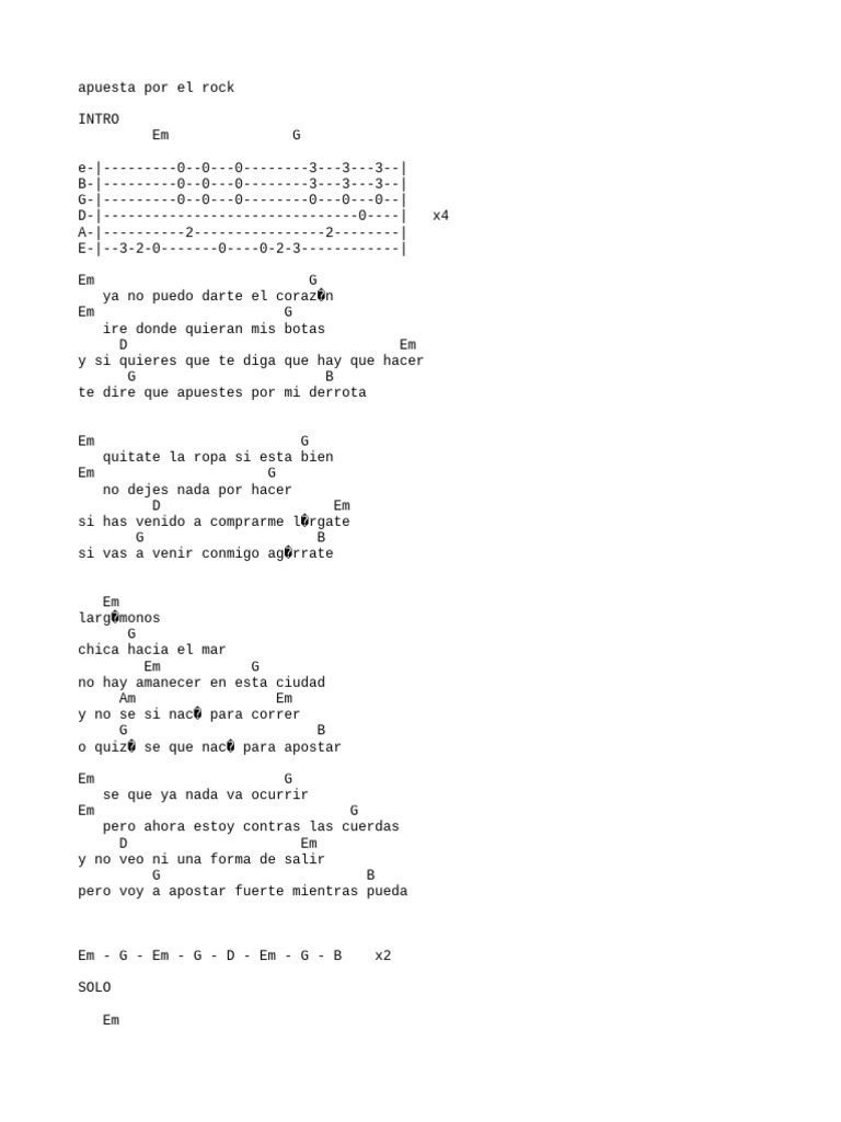 Apuesta Por El Rock Acordes | PDF