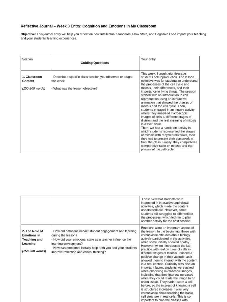 3florreflection Journal 3 | PDF | Learning | Emotions