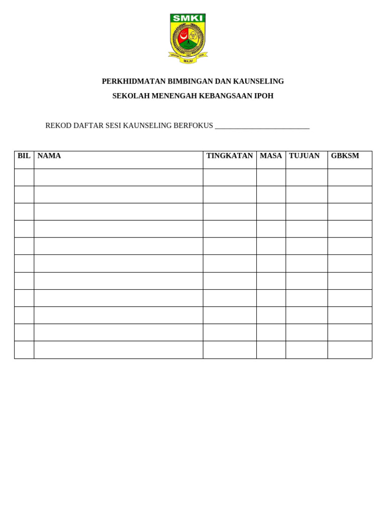 Borang Kaunseling Berfokus | PDF