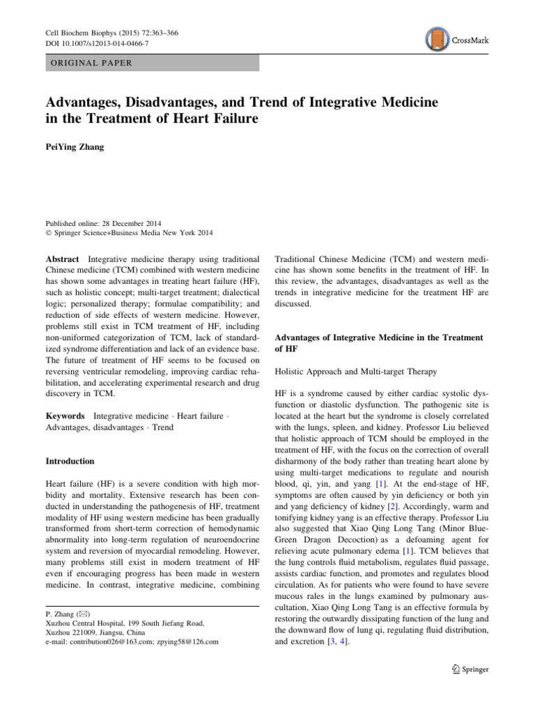 Advantages, Disadvantages, and Trend of Integrative Medicine in The ...