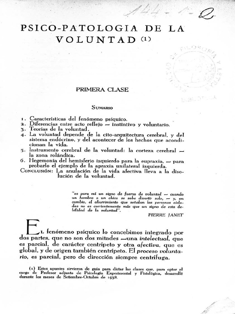 Psicopatología de La Voluntad | PDF