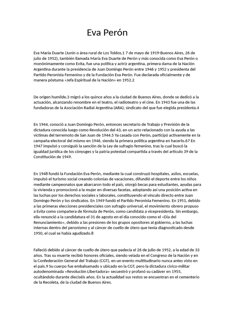 Eva Perón | PDF | Argentina