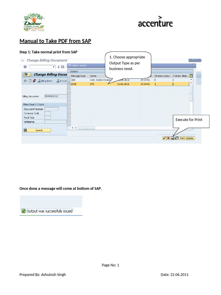 Manual To Take PDF From SAP | PDF