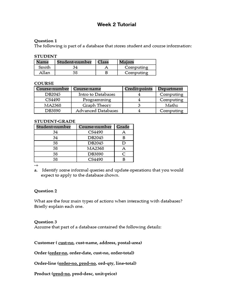 Week 2 Tutorial Intro To Sql With Ddl And Dml Statements Pdf Sql 6576