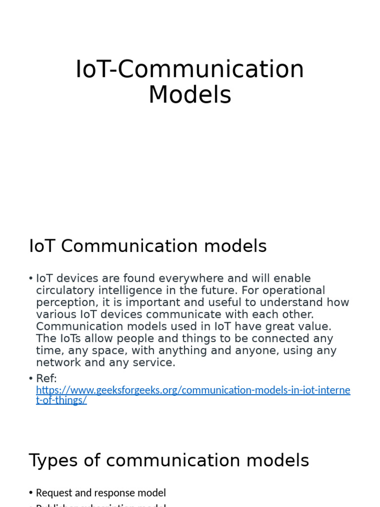 IoT Communication Models | PDF | Internet Of Things | Server (Computing)