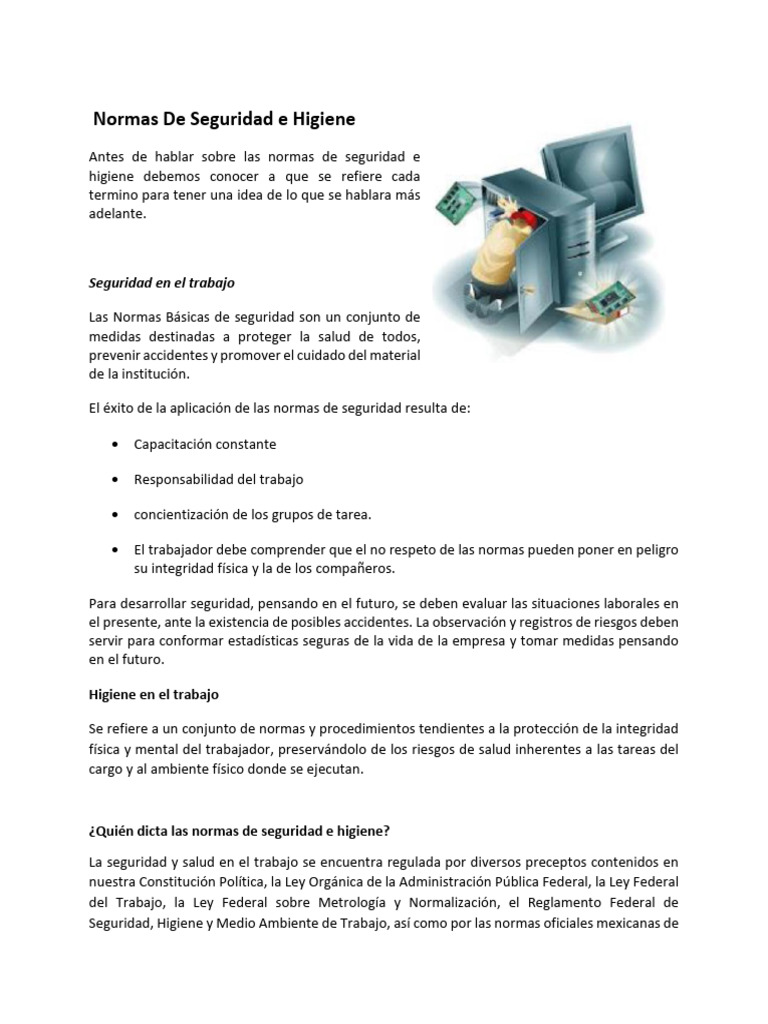 Normas de Seguridad y Higiene Laboral | PDF | Descarga electrostática ...