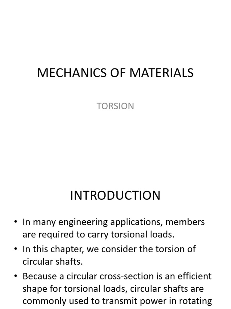 Torsion Analysis of Circular Shafts | PDF | Stress (Mechanics ...