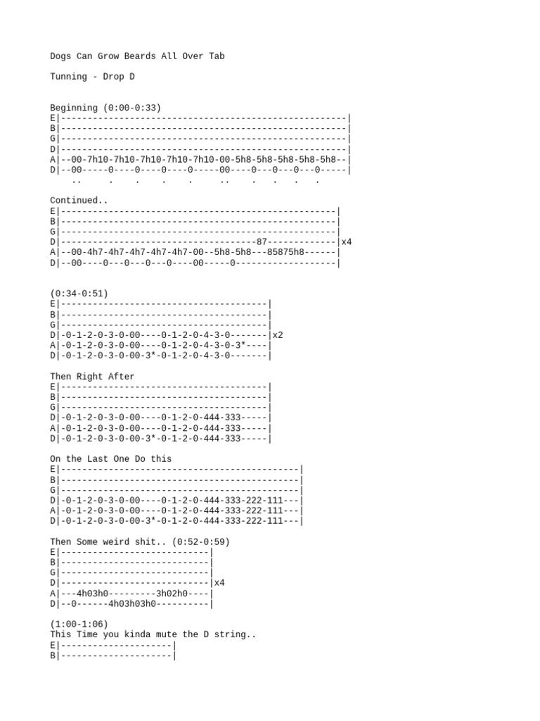 Guitar Tab for "Dogs Can Grow Beards" | PDF | Celtic Musical Instruments | Guitar Family Instruments