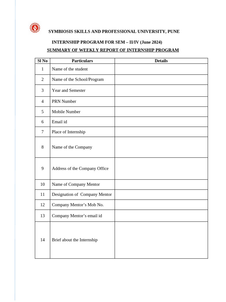Weekly Report Format | PDF