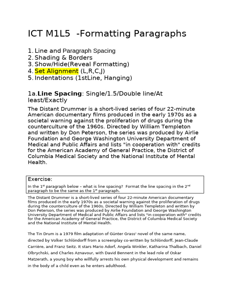 2025 M1L5 M1L6 Formatting Paragraphs - Navigating Document | PDF